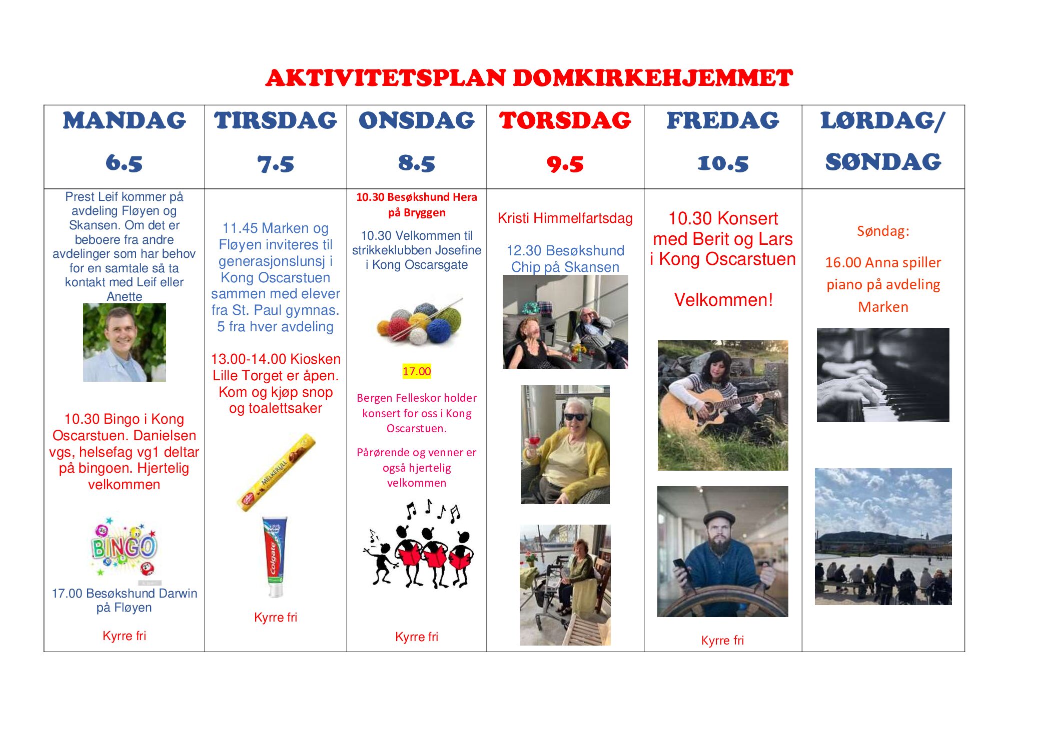 Aktivitetsplan uke 2 2023 - Domkirkehjemmet