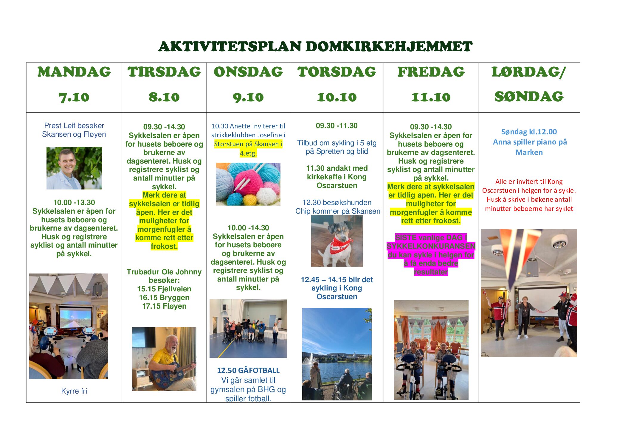 aktivitetsplan uke 21, 2023 - Domkirkehjemmet